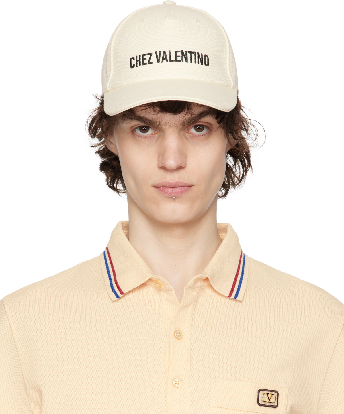 Valentino Garavani Beige 'Chez Valentino' Cotton Baseball Cap Valentino ...