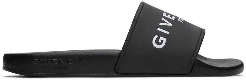 Givenchy Kids Black Embossed Pool Slides Givenchy
