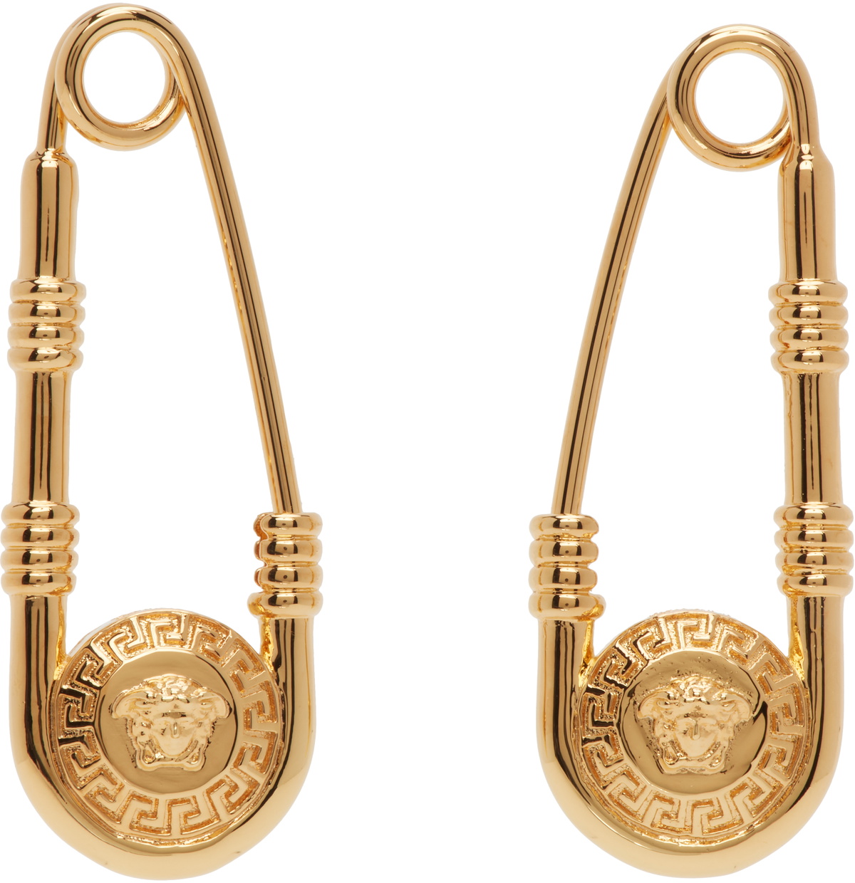 Versace Gold Safety Pin Earrings Versace