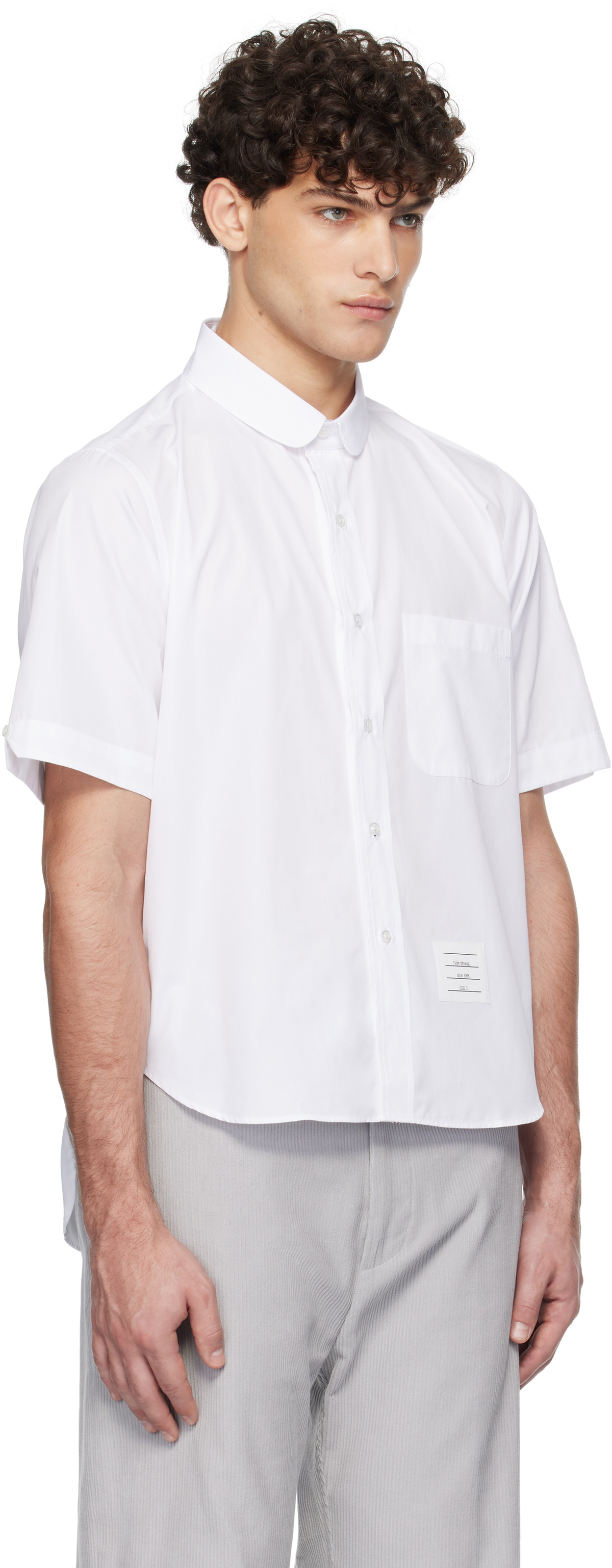 Thom Browne White Poplin Round Hem Shirt Thom Browne