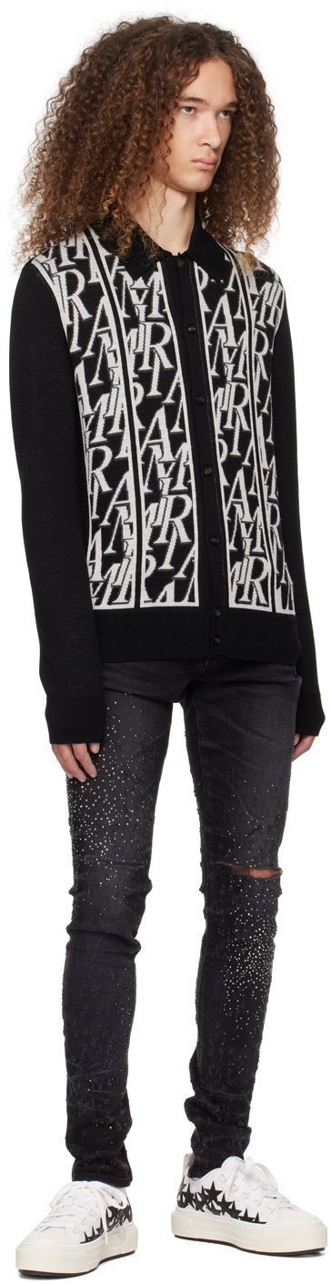 AMIRI Black Crystal Shotgun Jeans Amiri