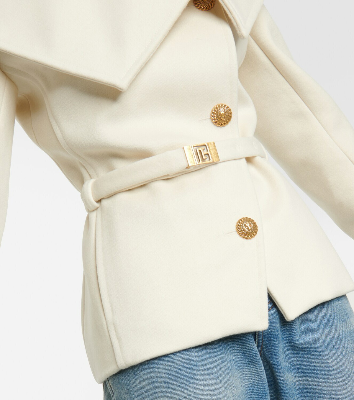 Balmain Asymmetric virgin wool coat Balmain