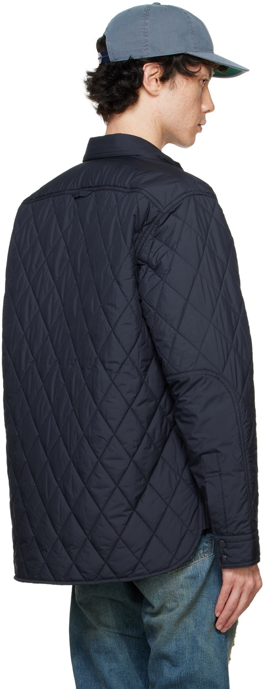 RRL Navy Quilted Shirt Jacket RRL