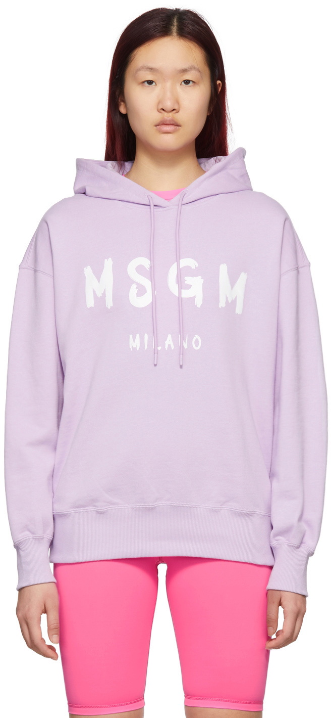 MSGM Purple Brush Logo Hoodie MSGM