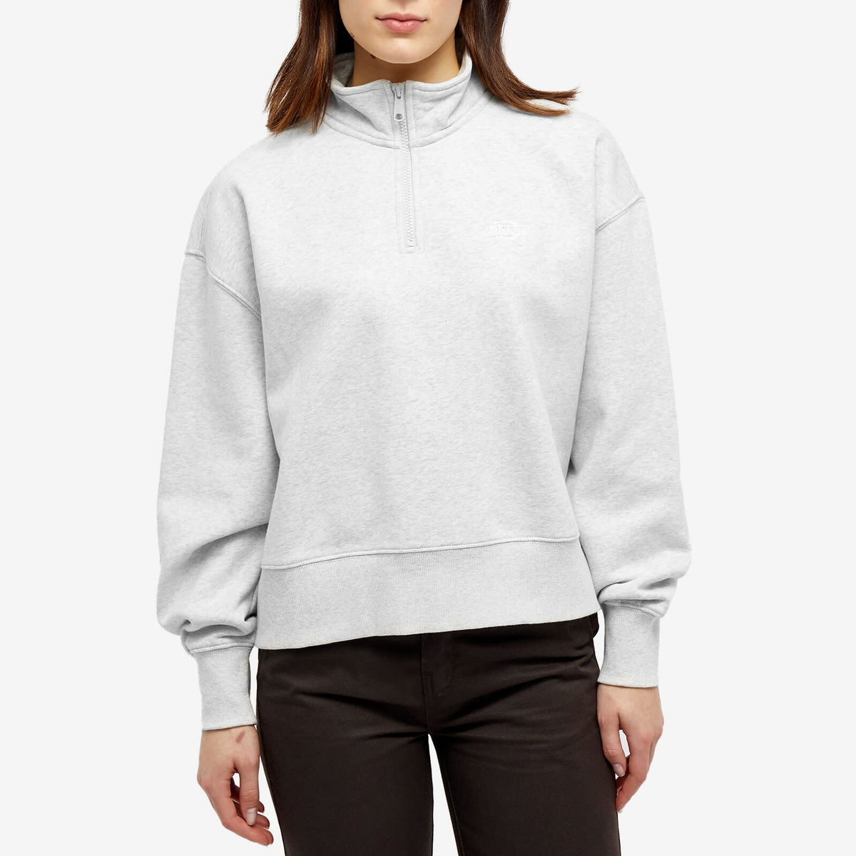 Dickies Women's Summerdale Quarter Zip Sweat in Light Gray Dickies ...