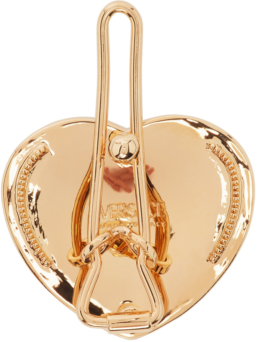 Versace Kids Gold Crystal Heart Medusa Hair Clip Versace
