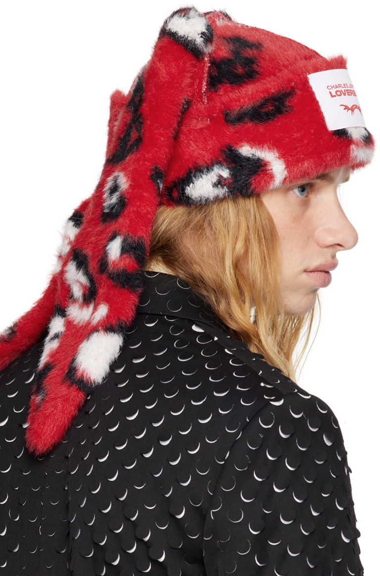Charles Jeffrey LOVERBOY Red Fluffy Chunky Rabbit Beanie Charles ...