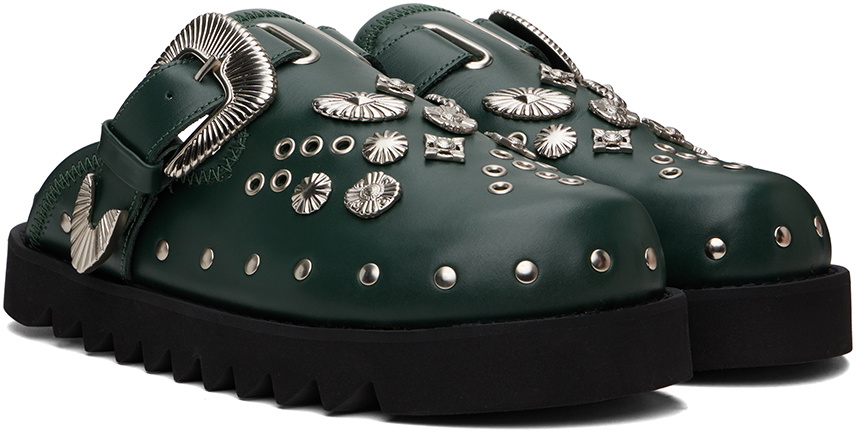 Toga Virilis SSENSE Exclusive Green Eyelet Metal Sabot Toga Virilis