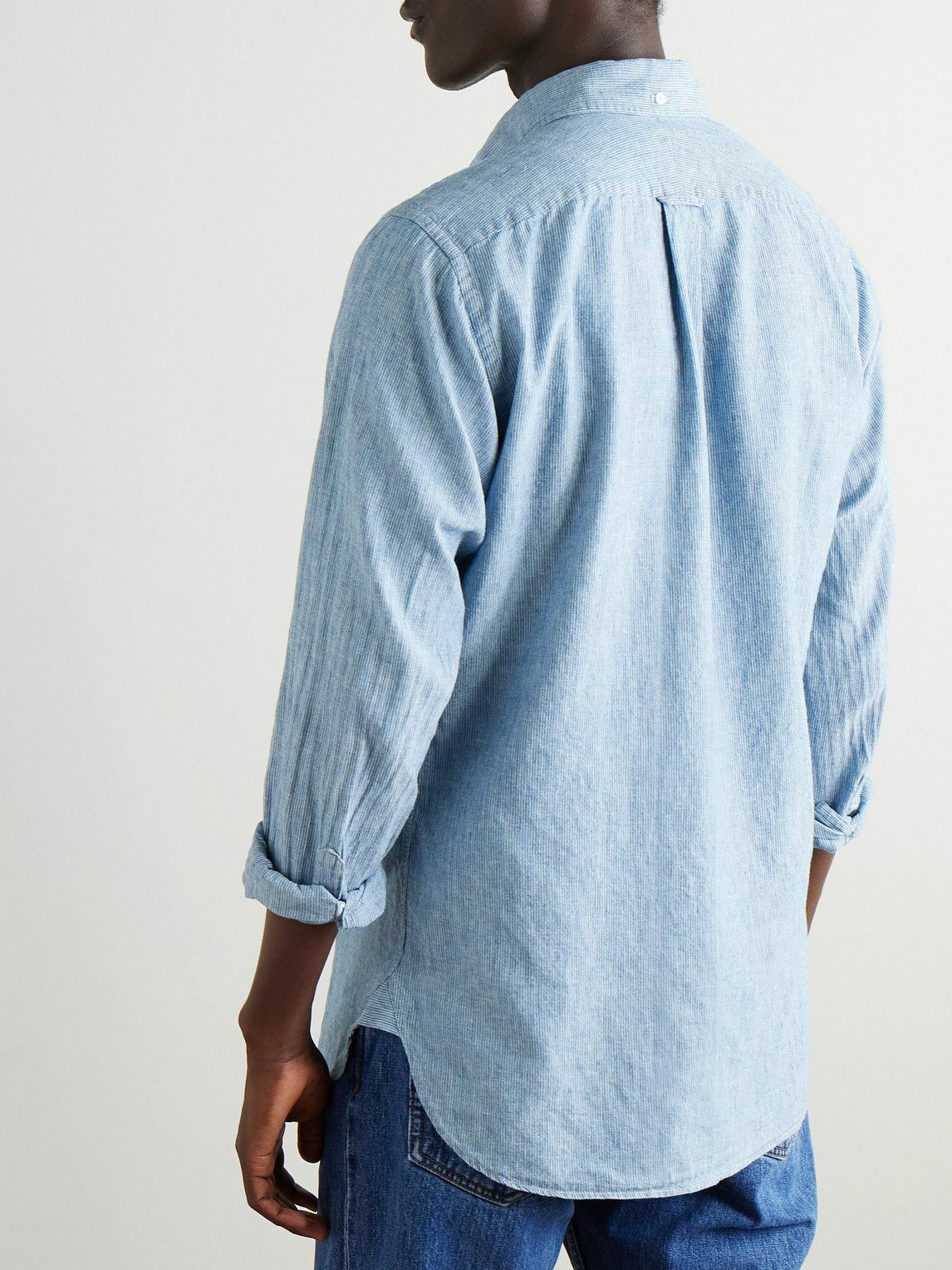 Drake's - Button-Down Collar Striped Linen and Cotton-Blend Shirt ...