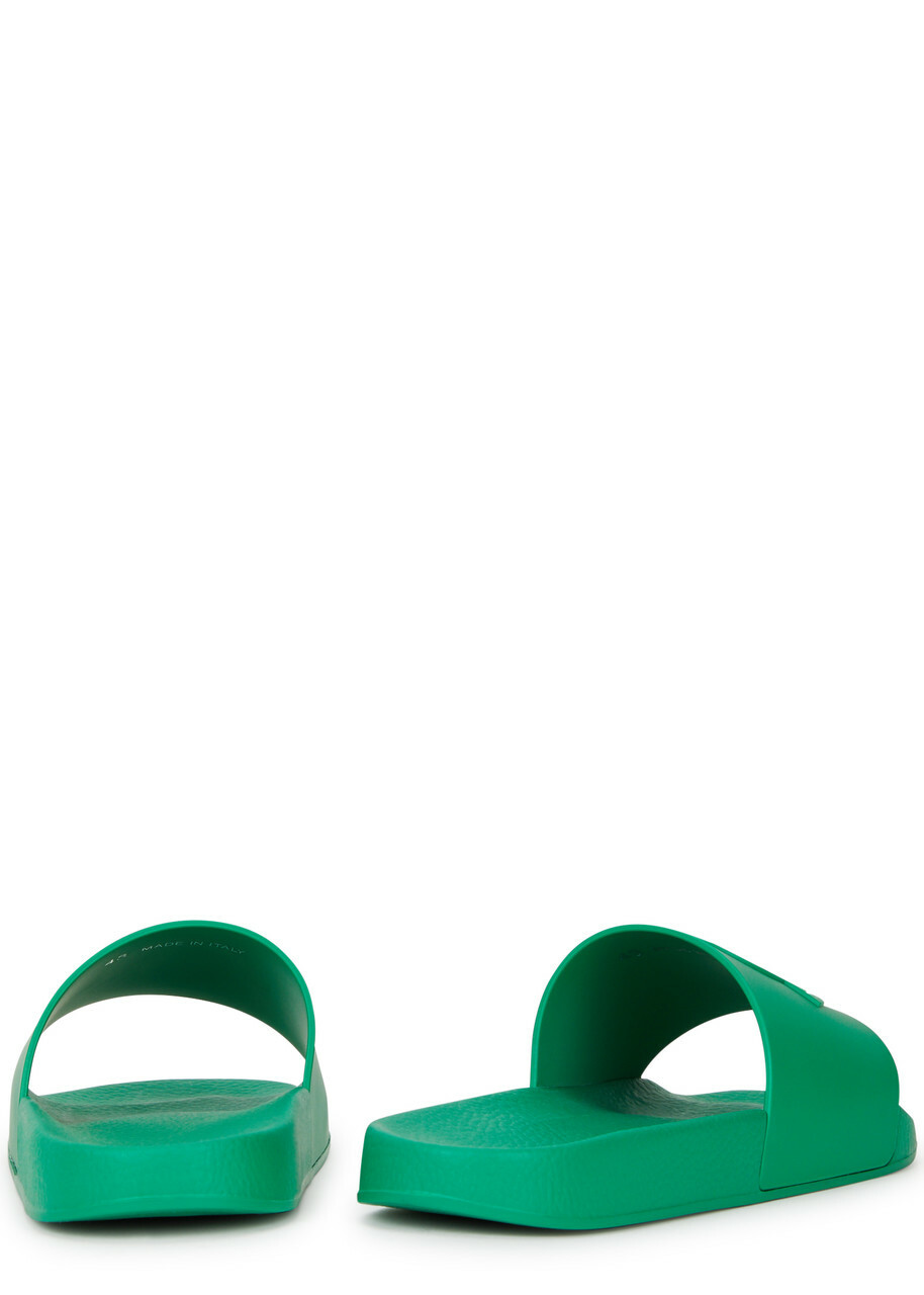 Moncler Basile Logo Rubber Sliders Green Moncler