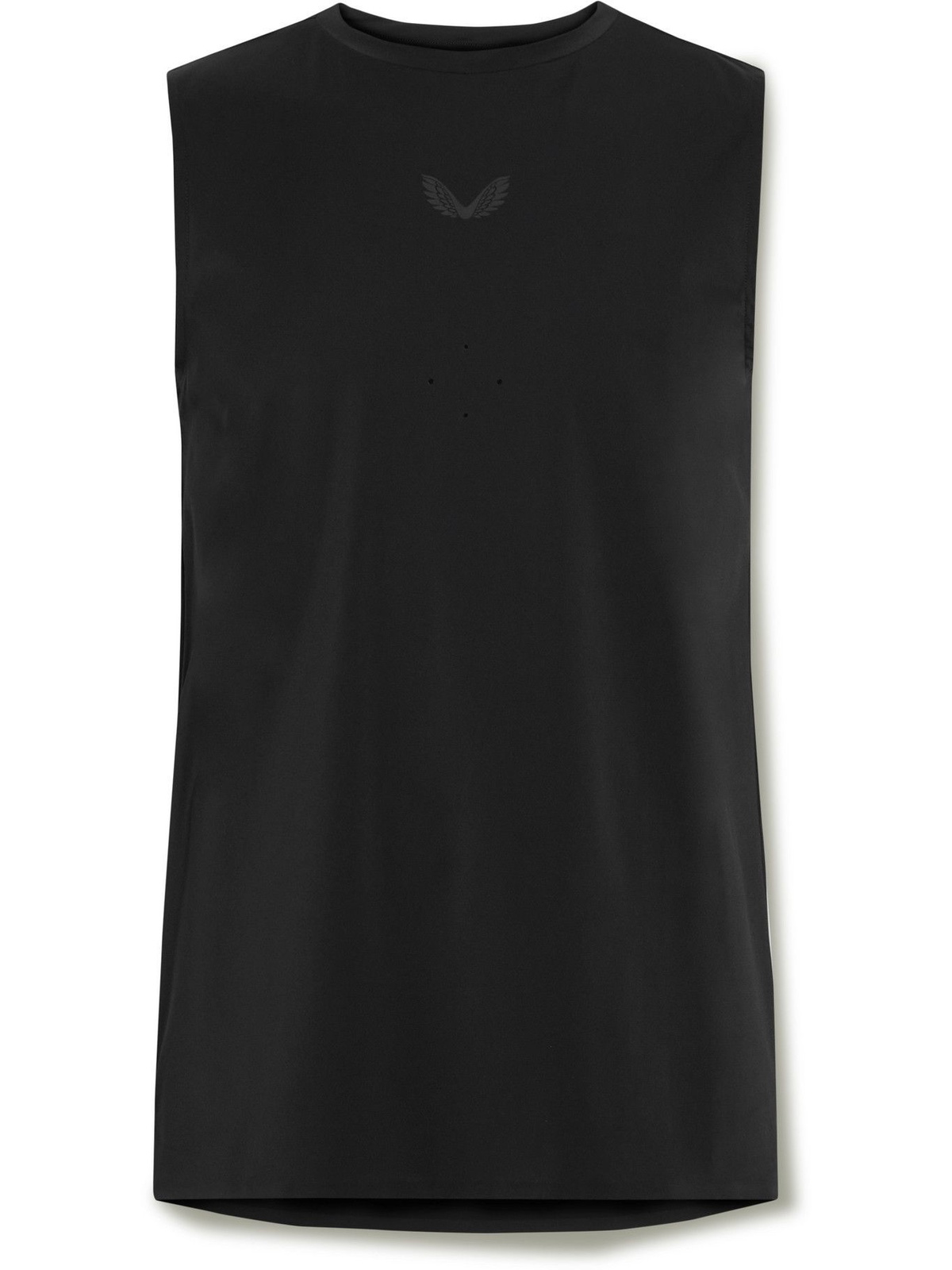 CASTORE - Logo-Print Perforated Stretch-Jersey Vest - Black CASTORE