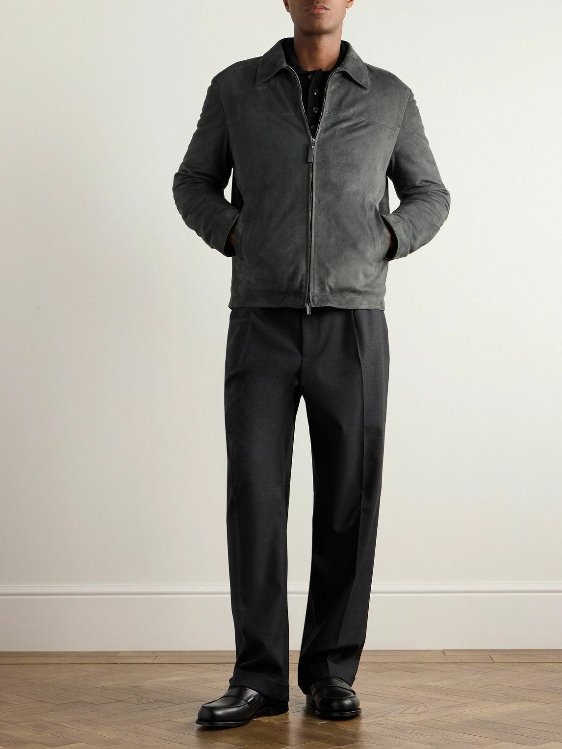 Canali - Suede Harrington Jacket - Gray Canali