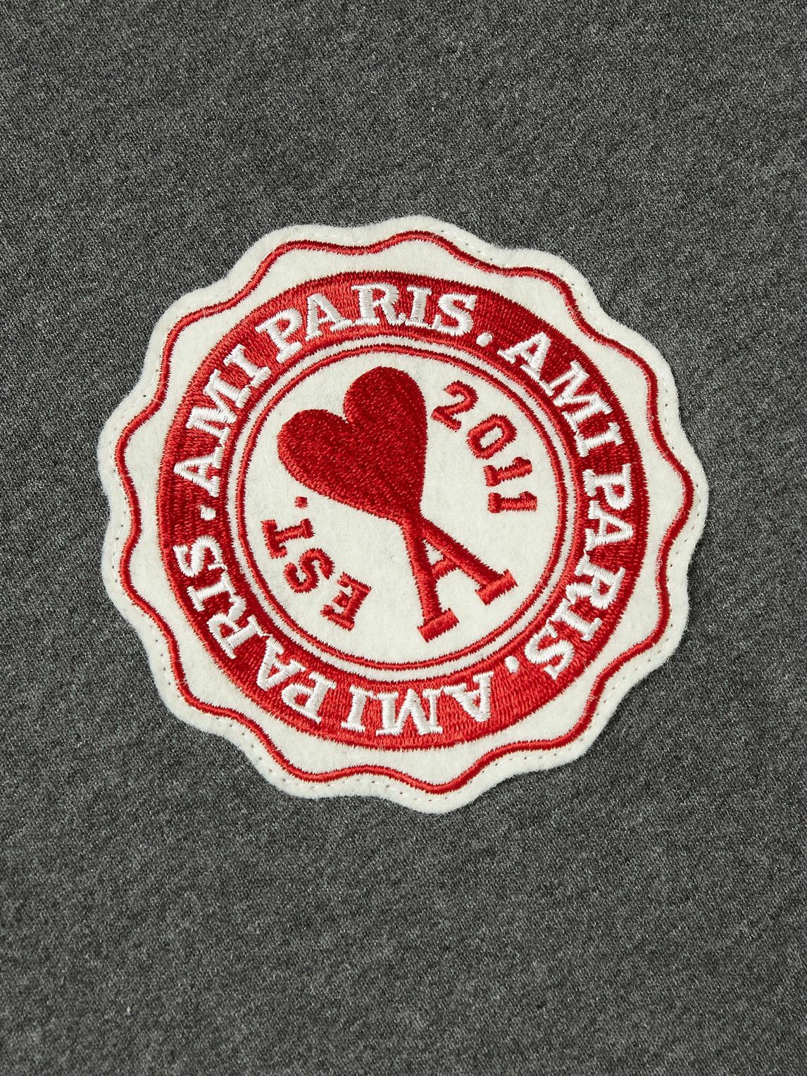 AMI PARIS - Logo-Appliquéd Cotton-Jersey Sweatshirt - Gray AMI