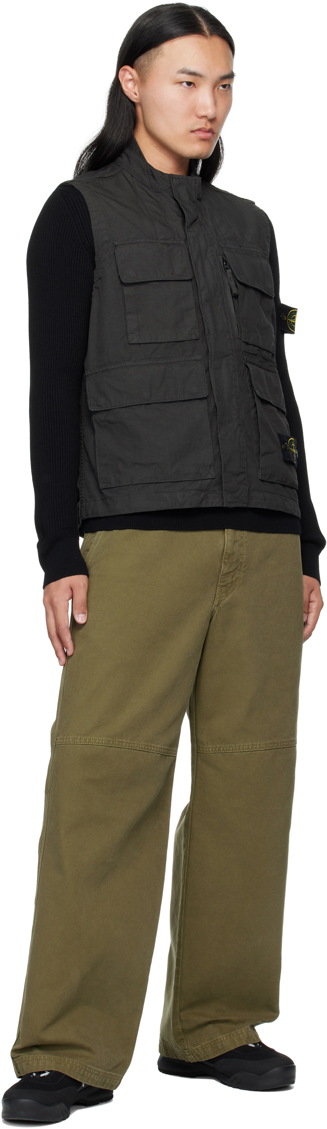 Stone Island Black G100001 Canvas Weave Cotton Vest Stone Island