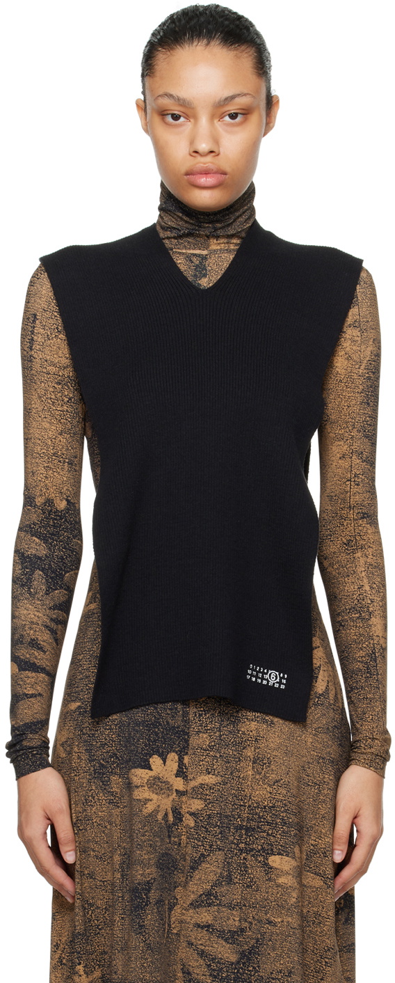 MM6 Maison Margiela Black Gauge 12 Flat Transformable Scarf MM6 Maison ...