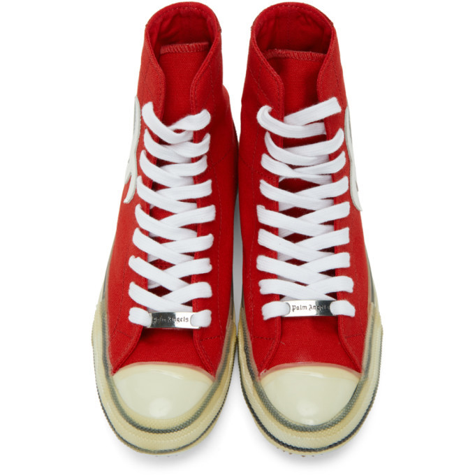 Palm Angels Red Palm Vulcanized High Top Sneakers Palm Angels