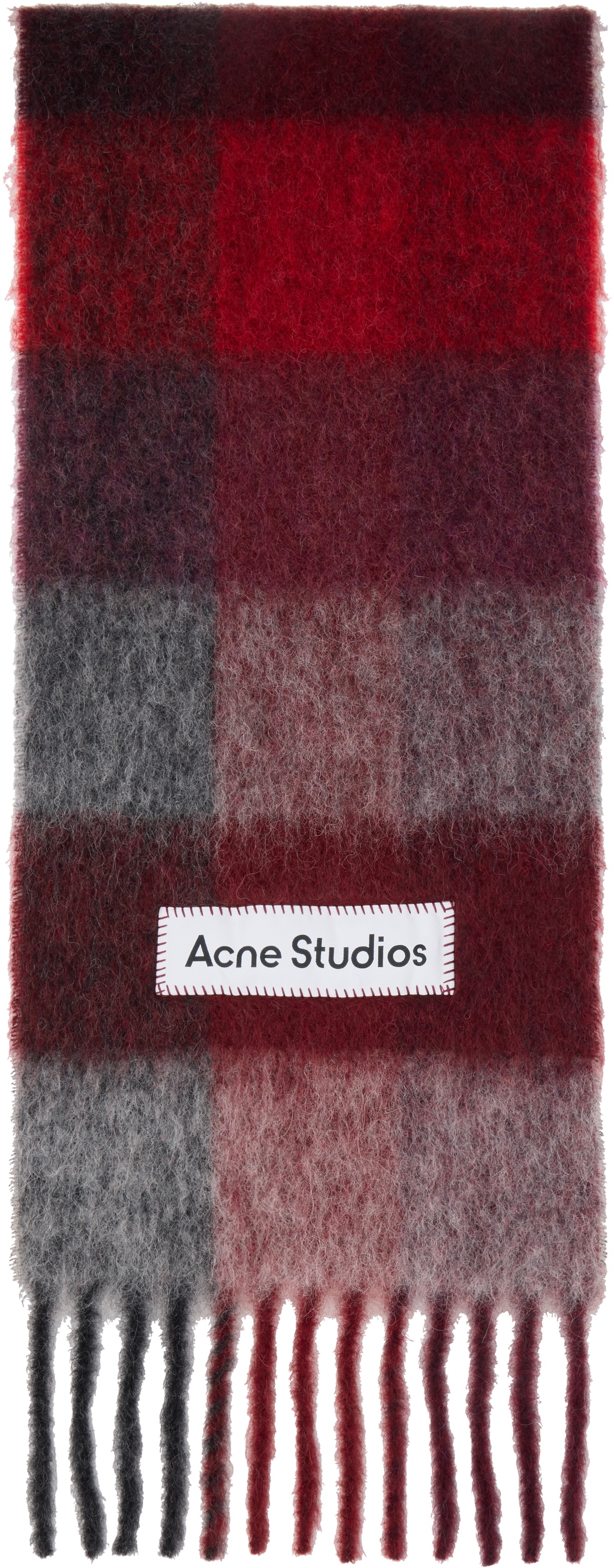 Acne Studios Red Mohair Checked Scarf Acne Studios