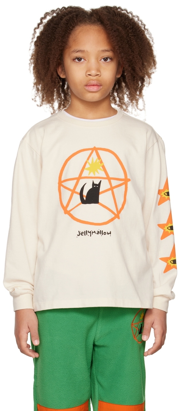 Jellymallow Kids Off-White Cat Planet Long Sleeve T-Shirt Jellymallow