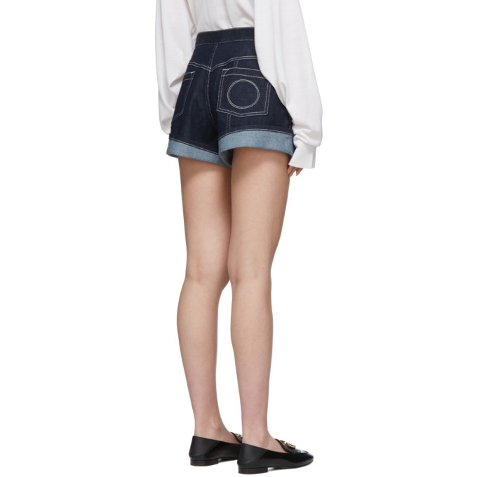 Chloe Indigo Recycled Denim Cuffed Shorts Chloe