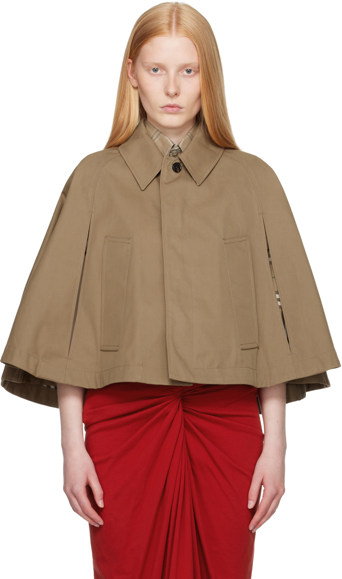 Burberry Brown Capelet Jacket Burberry