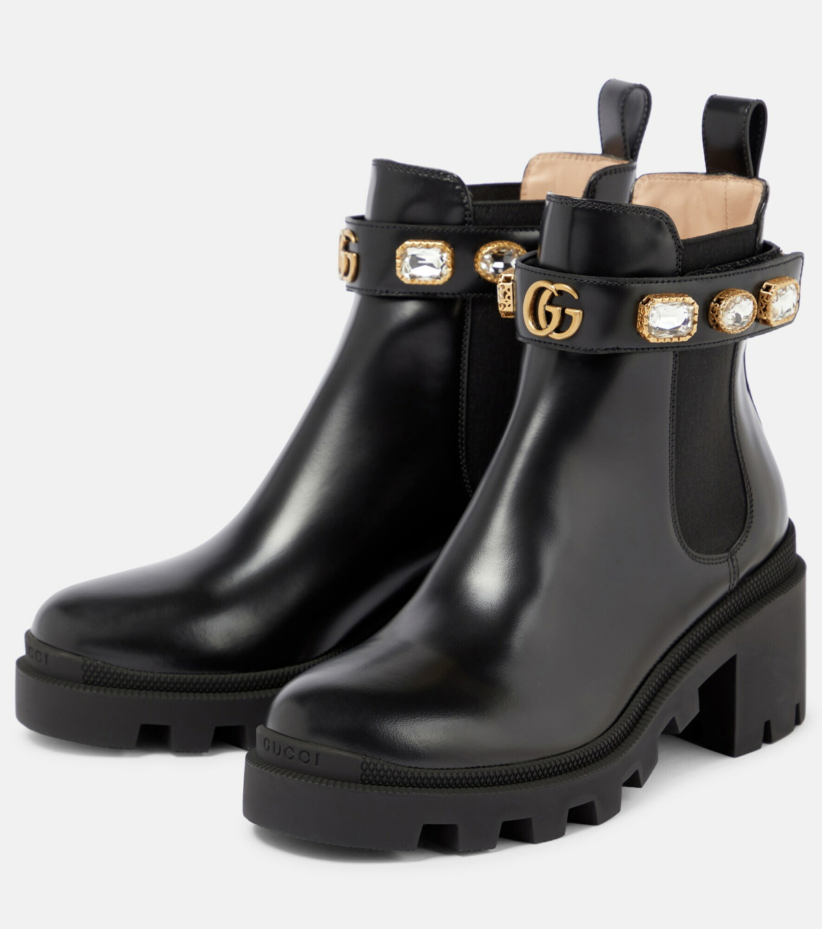 Gucci - Embellished leather ankle boots Gucci