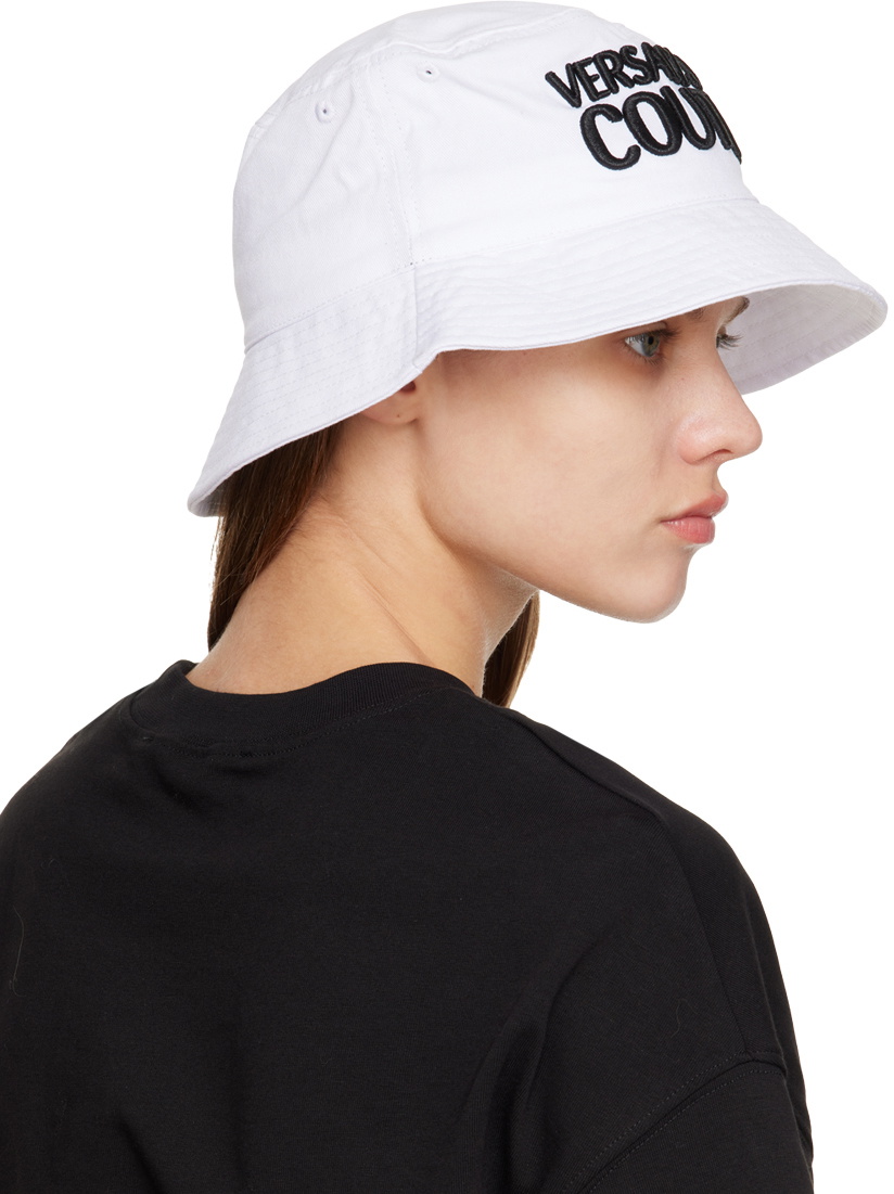 Versace Jeans Couture White Embroidered Bucket Hat Versace