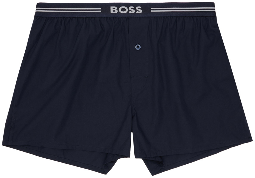 BOSS Three-Pack Navy & Blue Woven Boxers BOSS