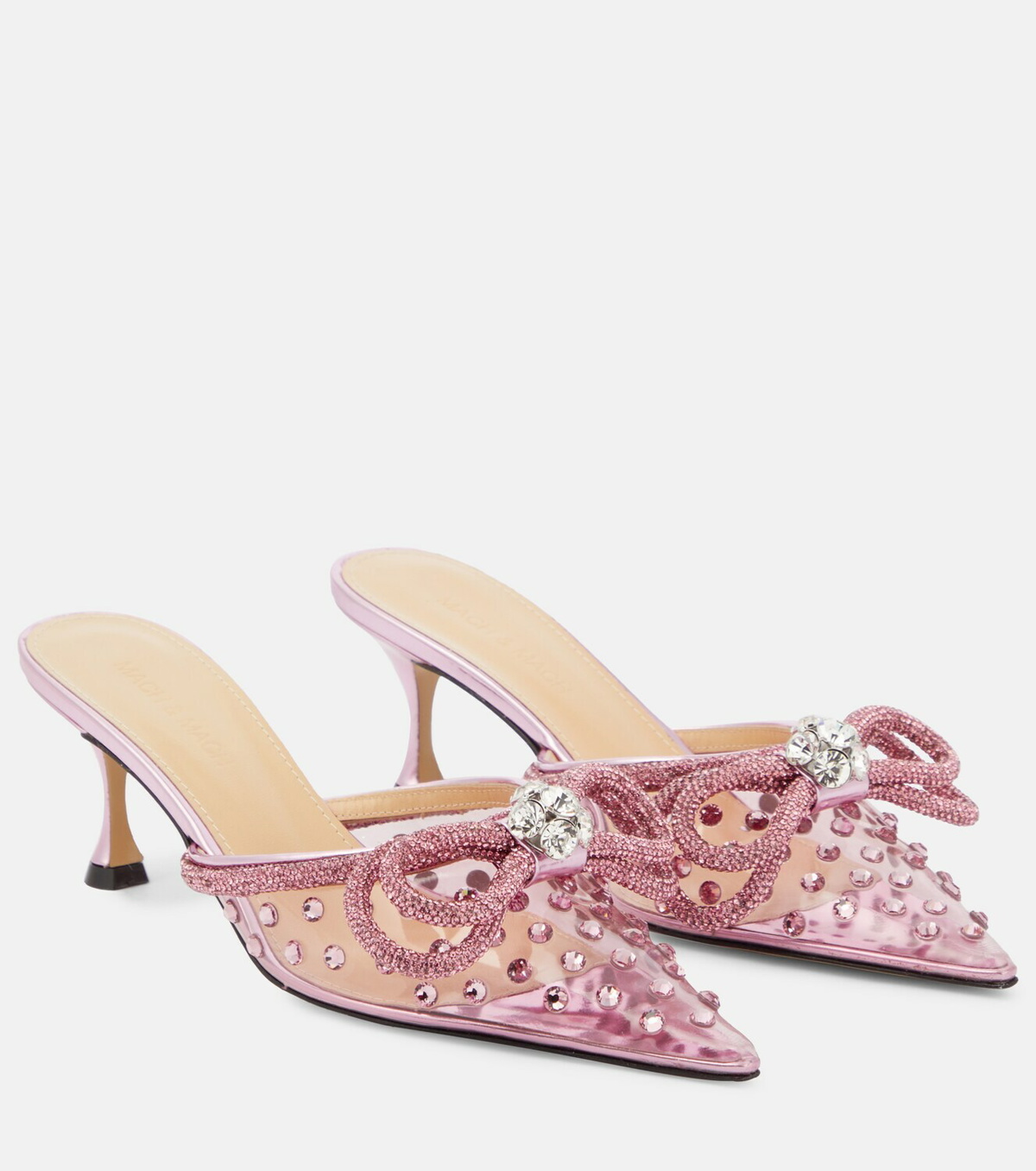 Mach & Mach - Double Bow embellished PVC mules MACH & MACH