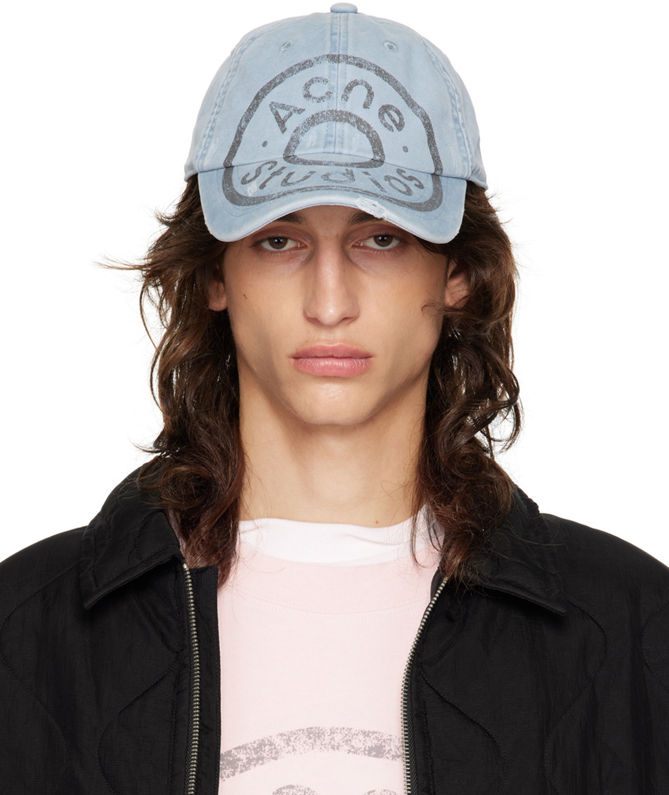 Acne Studios Blue Printed Logo Cap Acne Studios