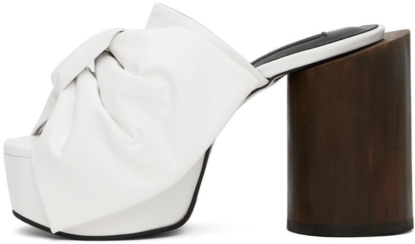 Pushbutton White Ribbon Platform Heels Pushbutton