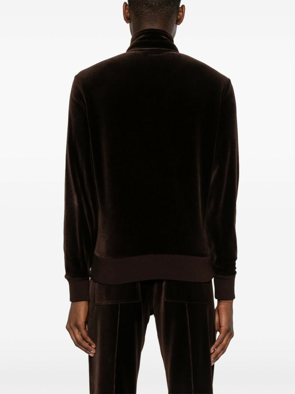 TOM FORD Brown Zip-Up Velvet Track Jacket TOM FORD