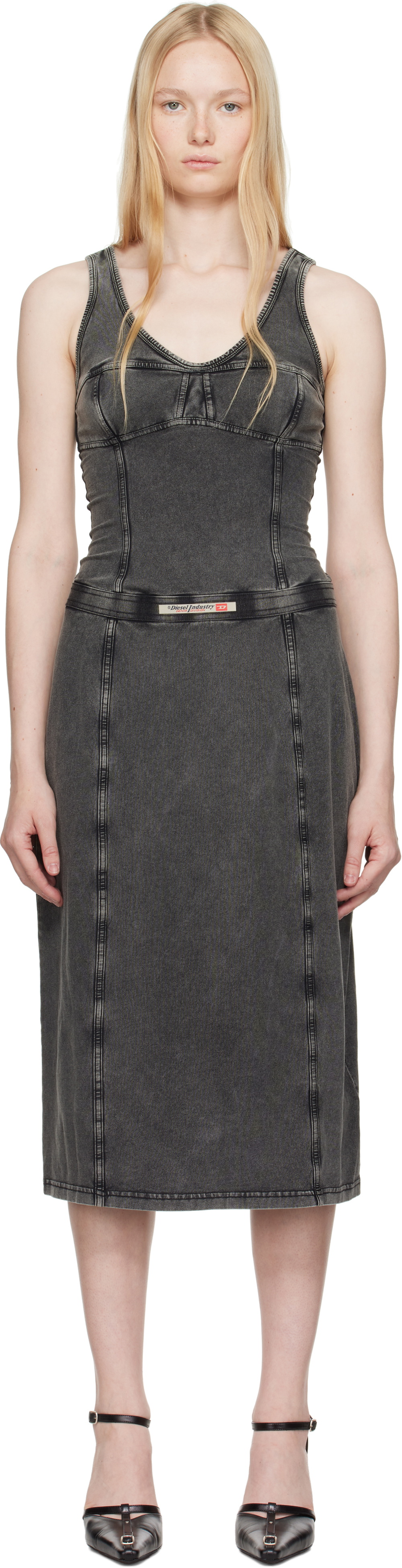 Diesel Gray D-Inny Midi Dress Diesel