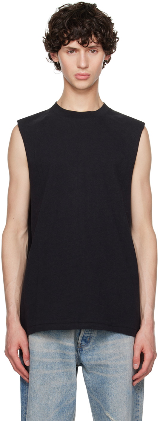 John Elliott Black Cut-Off Campus Tank Top John Elliott