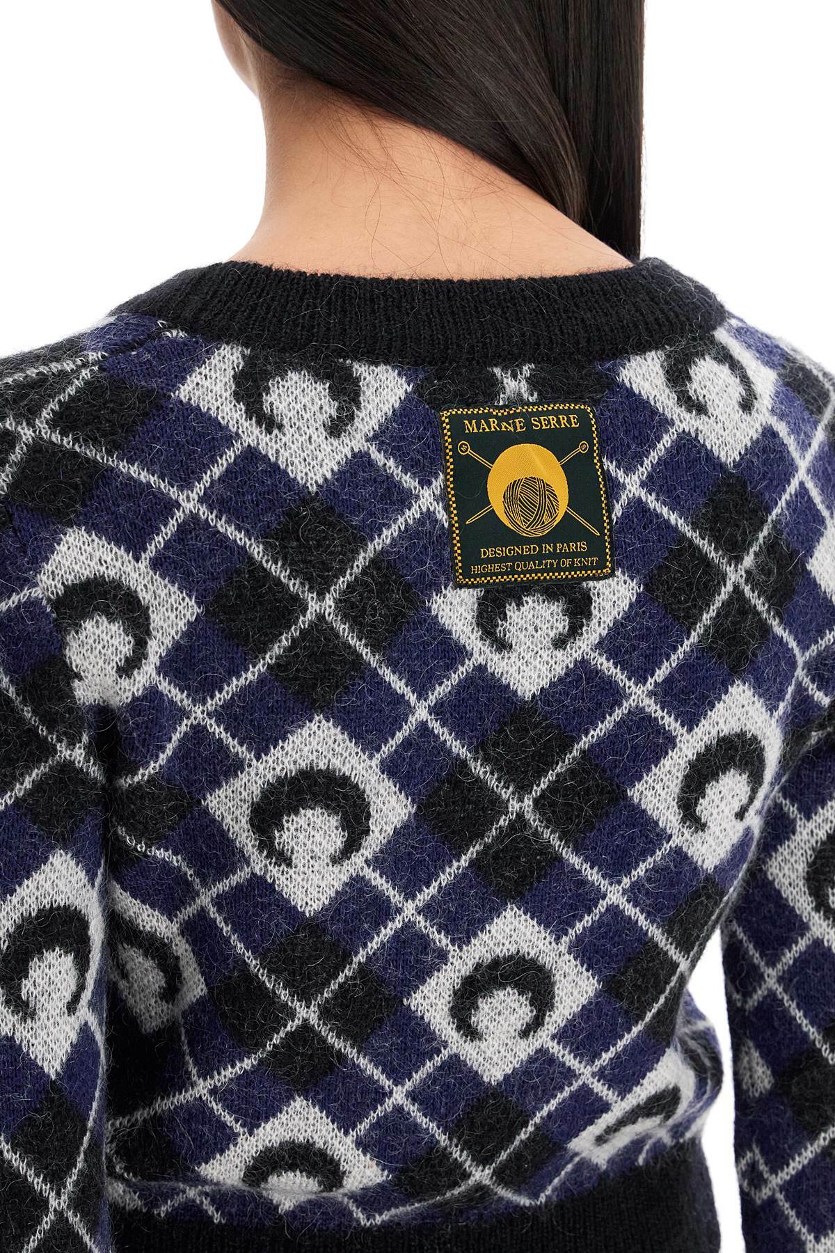 MARINE SERRE cropped moon argyle pattern Black Marine Serre