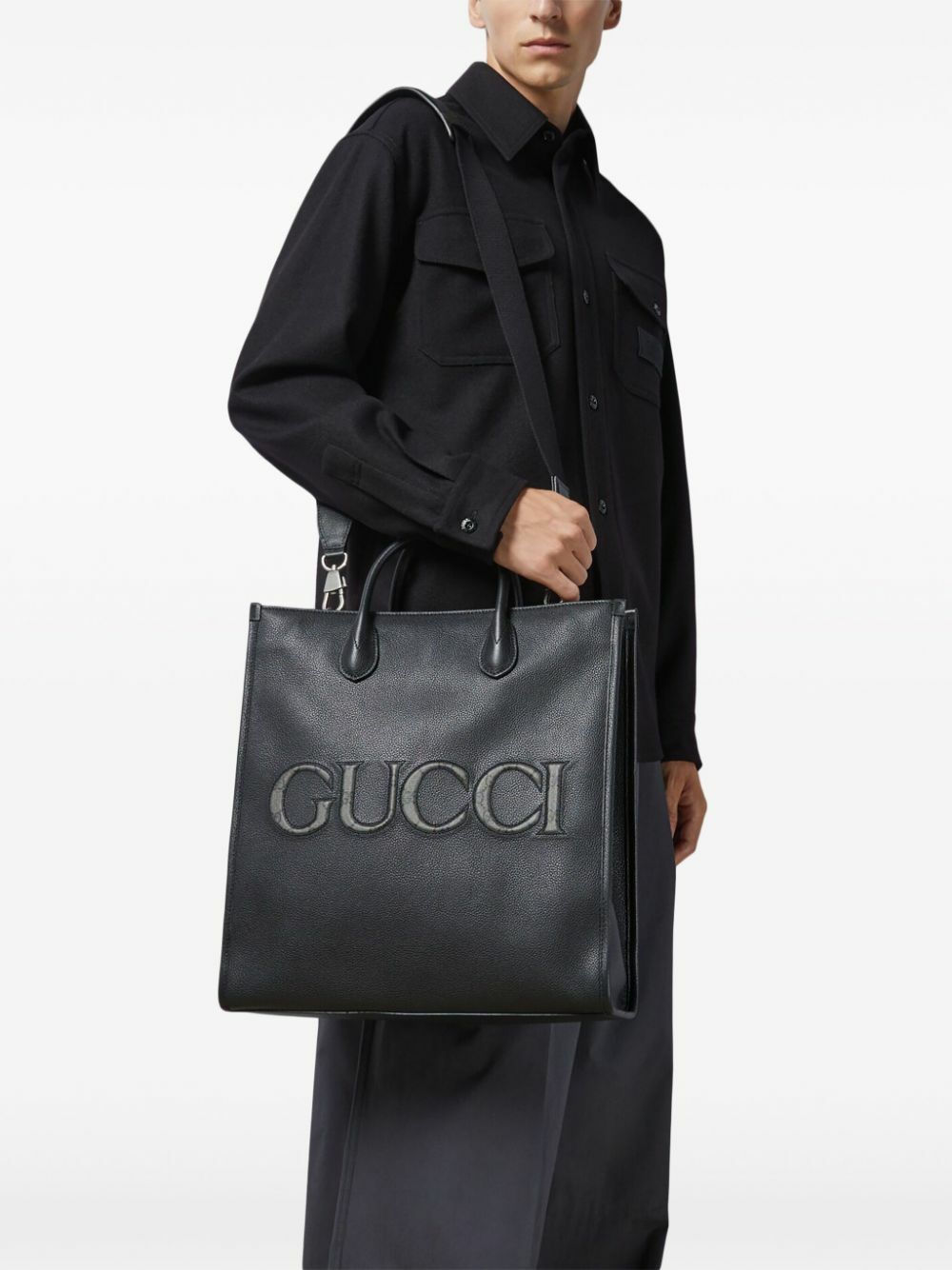 GUCCI - Logo Leather Medium Tote Bag Gucci