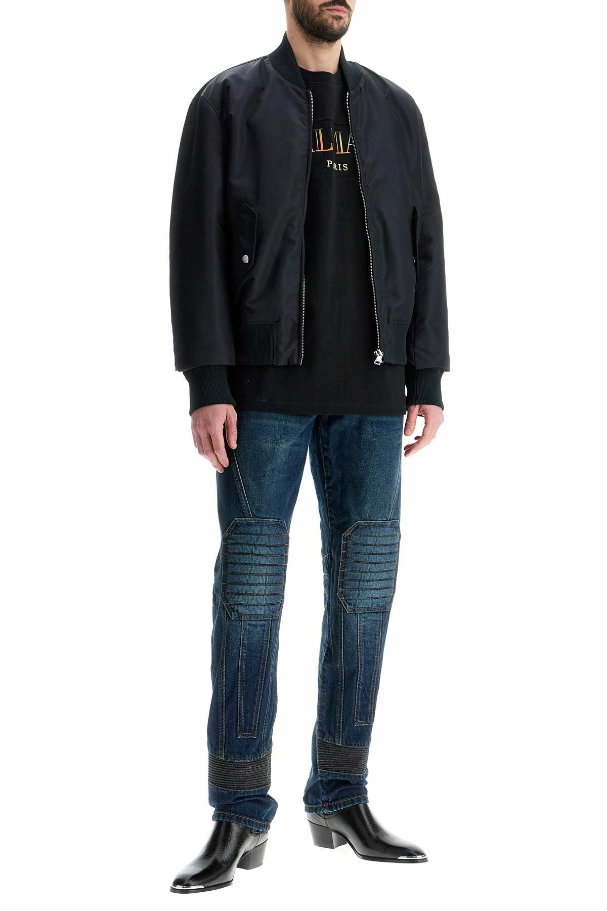 BALMAIN straight leg biker jeans Blue Balmain