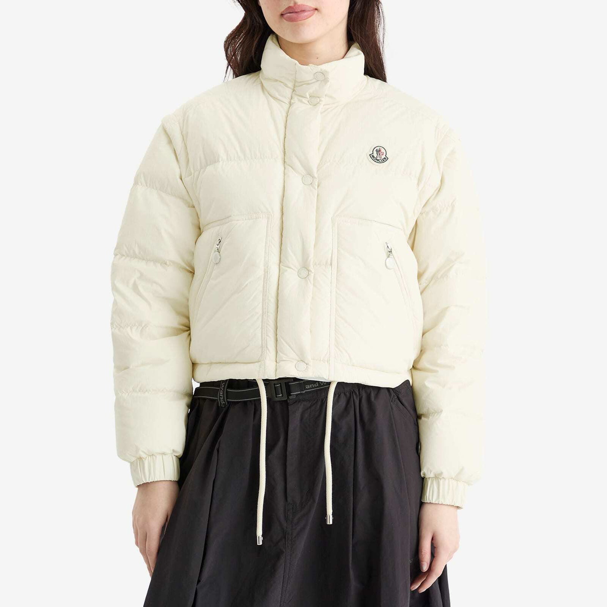 Moncler Women's Selle Light Washed Nylon Jacket in Beige Moncler
