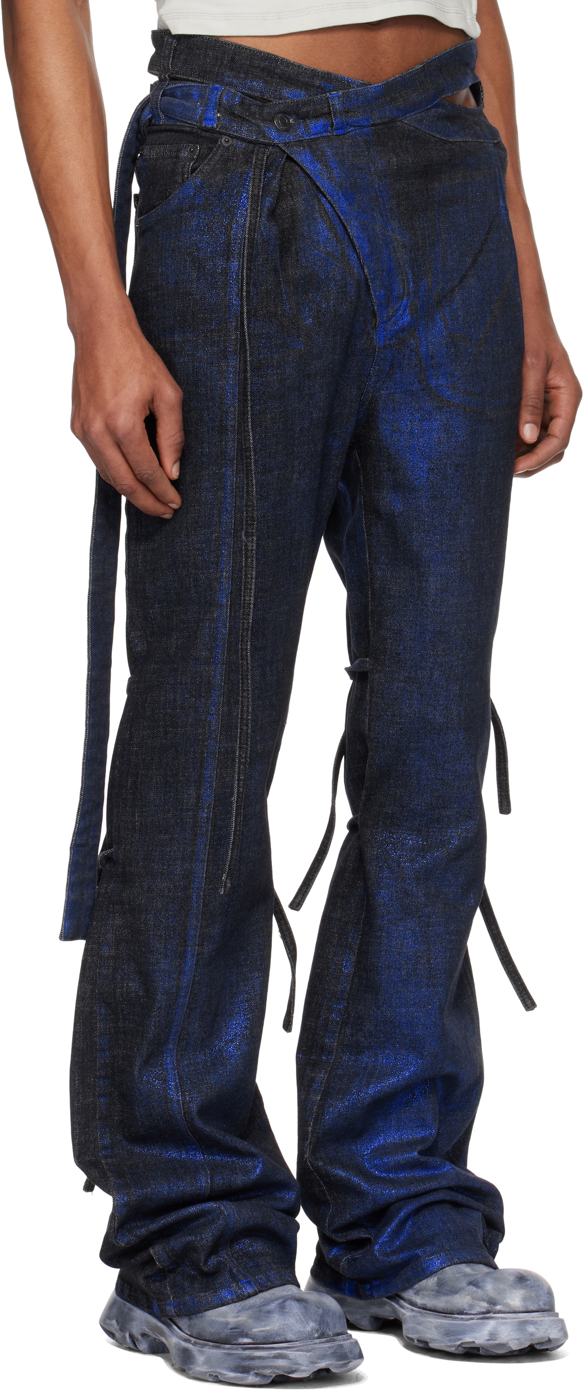 Ottolinger SSENSE Exclusive Black & Blue Signature Wrap Denim Jeans ...