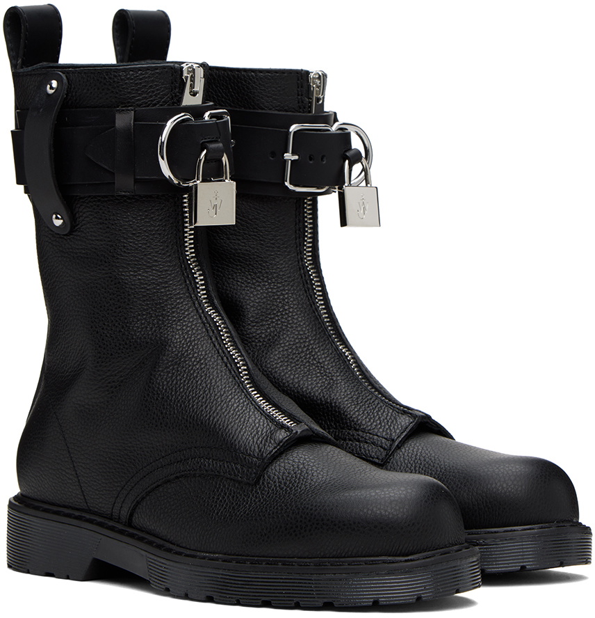 JW Anderson Black Padlock Combat Boots JW Anderson