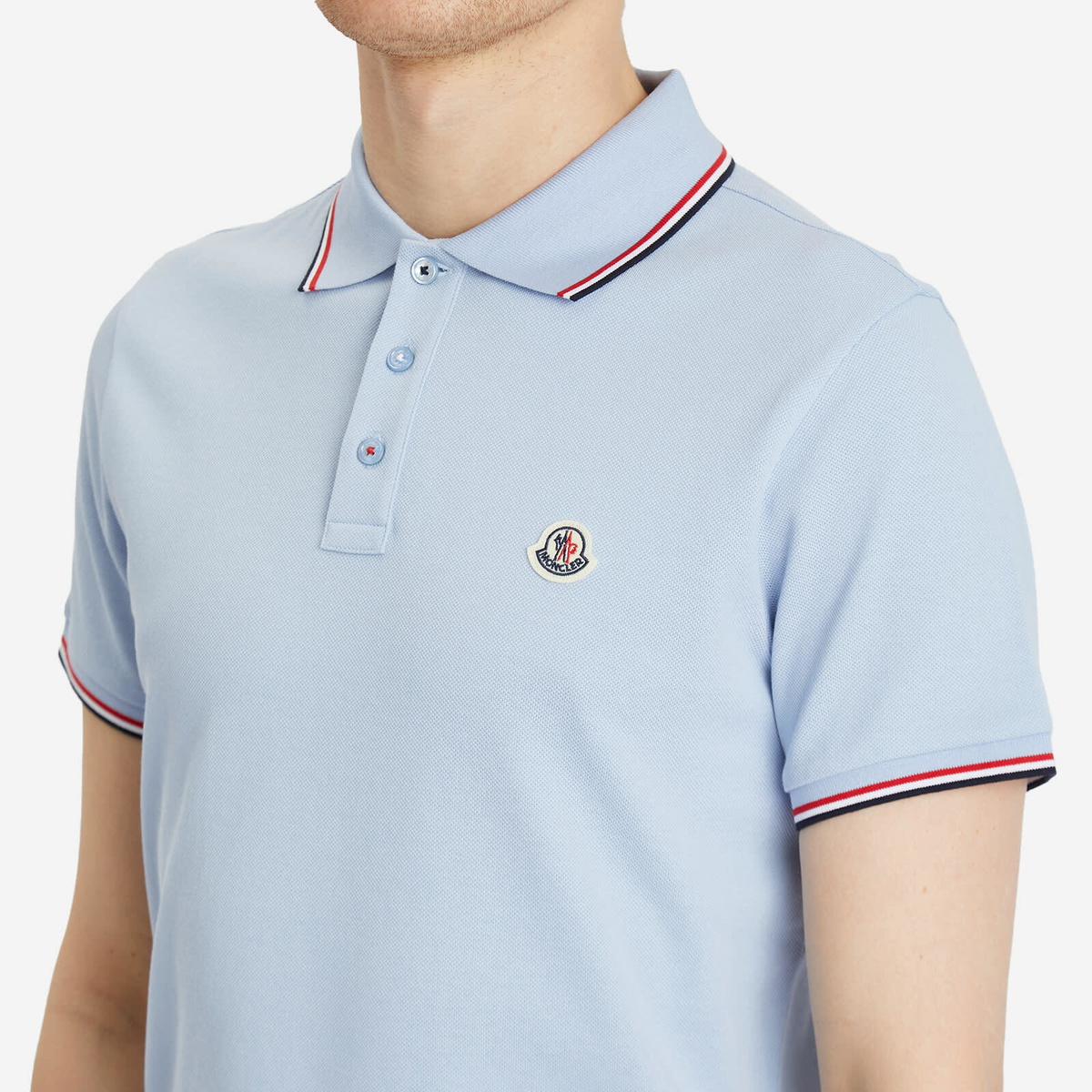 Moncler Men's Cotton Piquet Polo in Blue Moncler