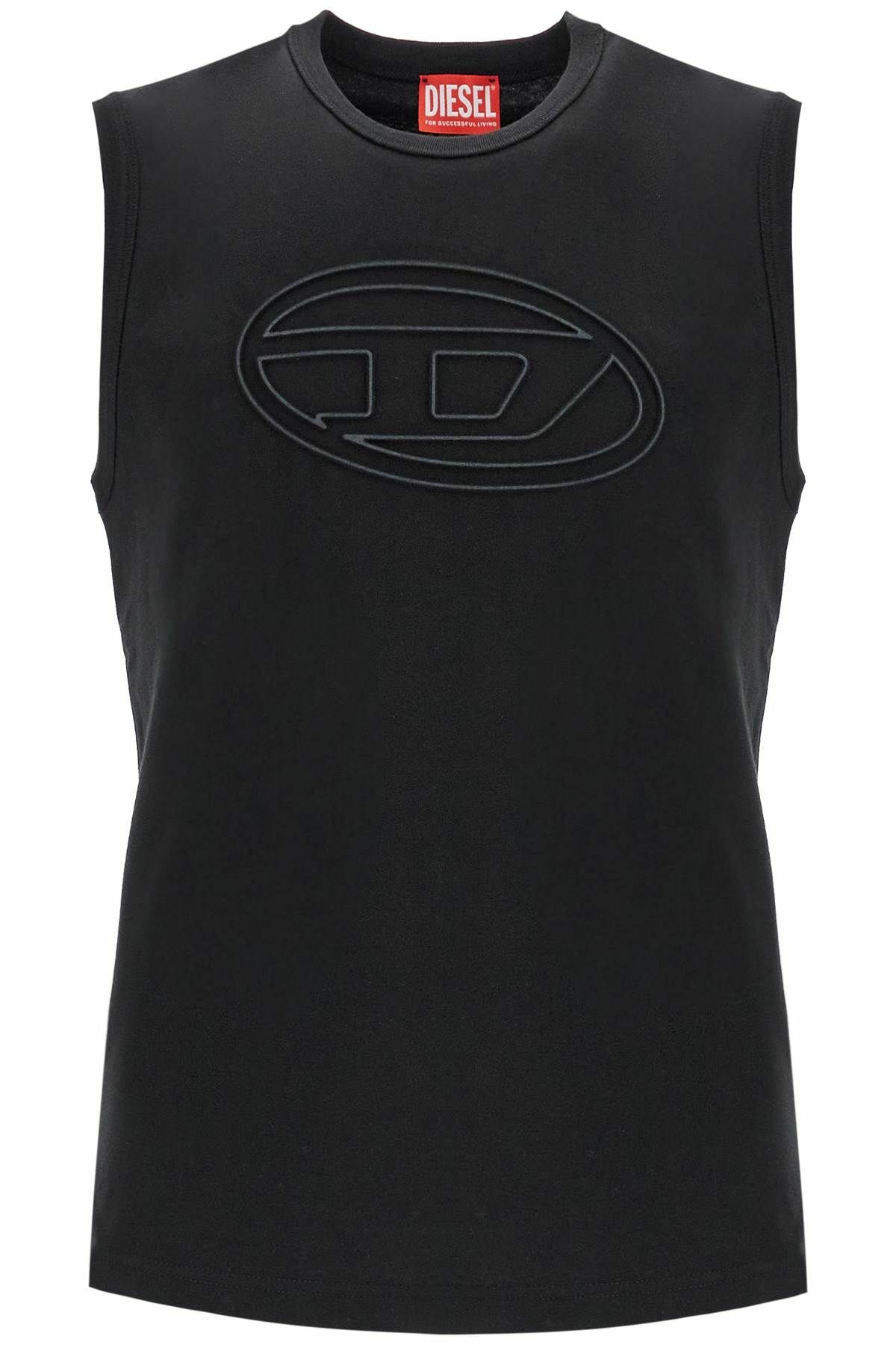DIESEL black cotton tank top with embossed logo Black Diesel