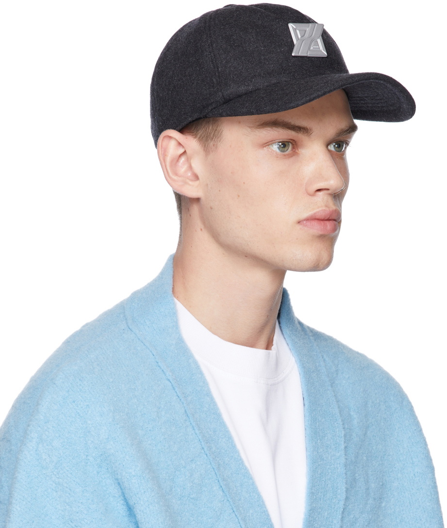 We11done Grey Padded Flannel Logo Cap We11done