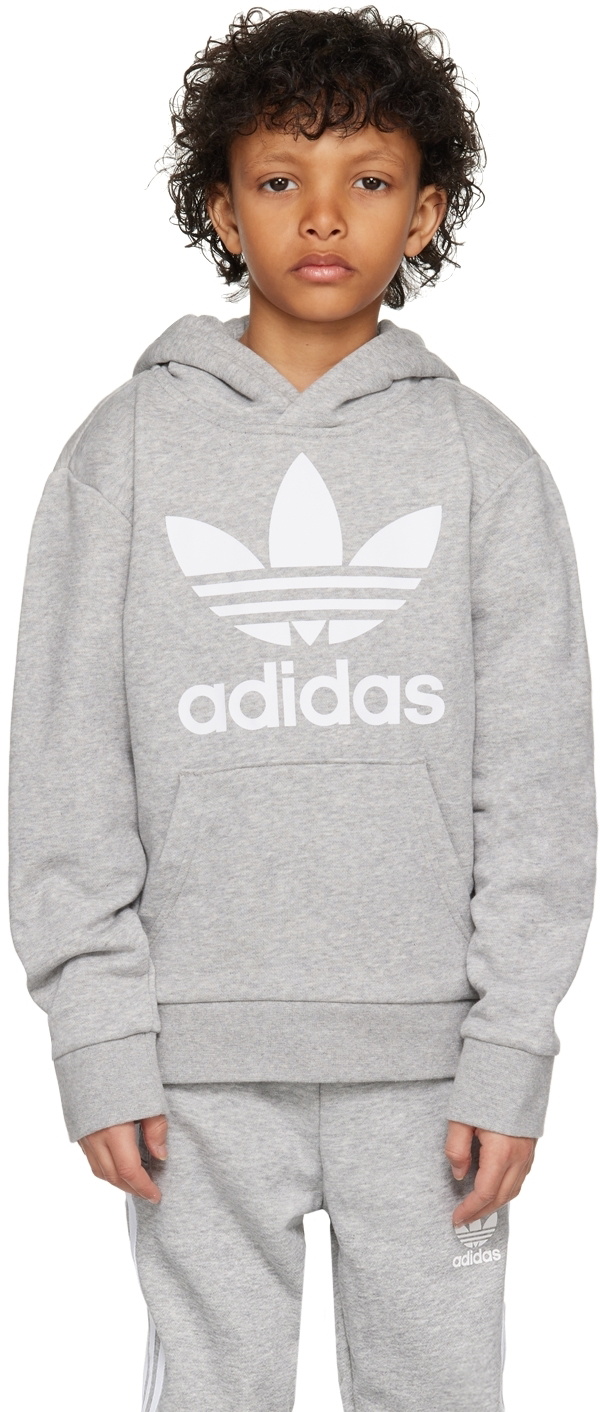 adidas Kids Kids Gray Trefoil Big Kids Hoodie adidas