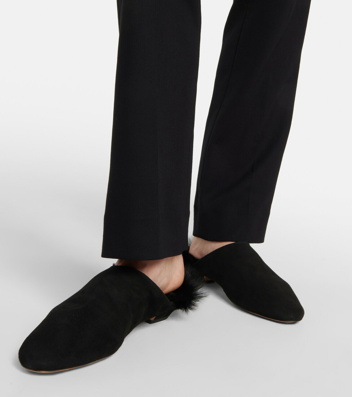 Khaite Otto shearling-trimmed suede mules Khaite