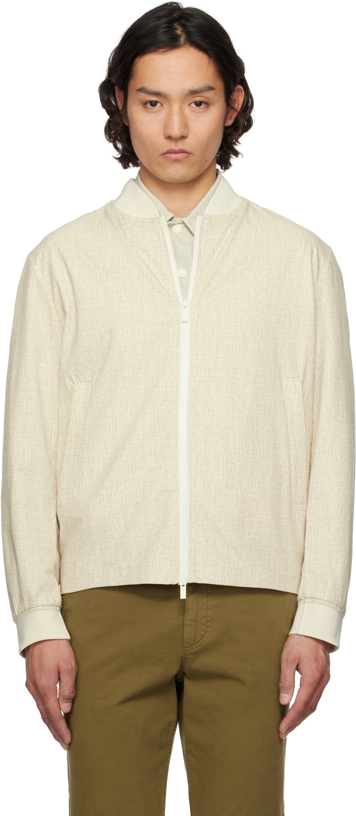BOSS Beige Slim-Fit Bomber Jacket BOSS