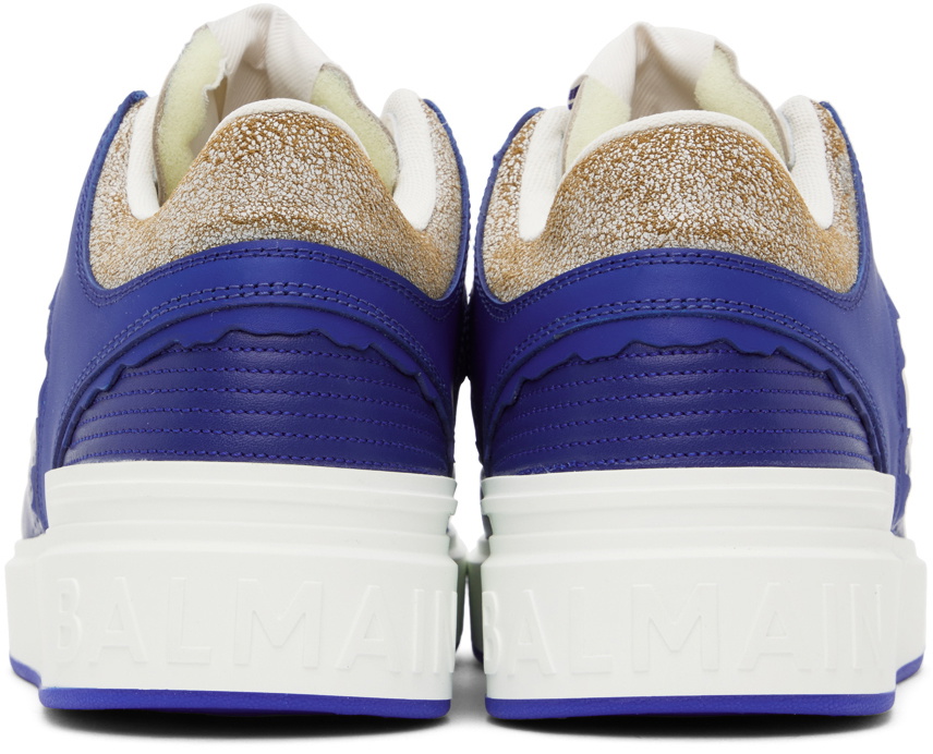Balmain White & Blue B-Court Sneakers Balmain