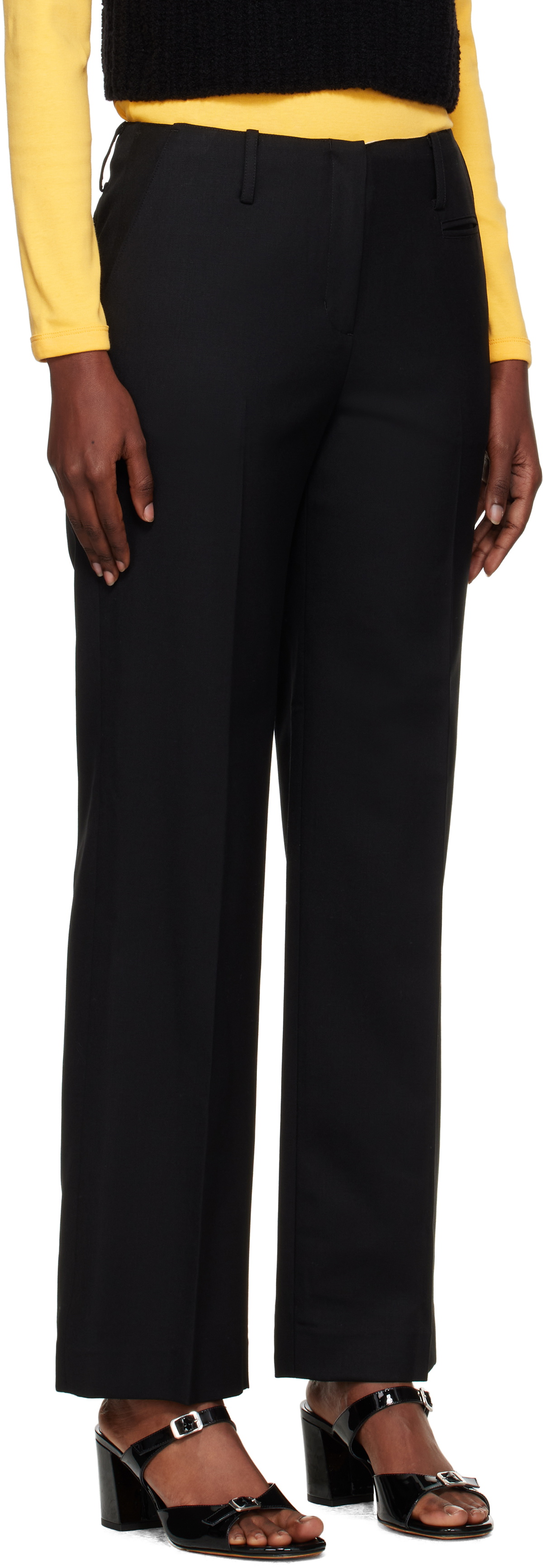 Nothing Written Black Low-Rise Tailored Wool Trousers NOTHING WRITTEN