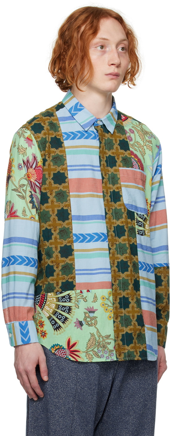 Engineered Garments Blue Paneled Shirt Engineered Garments