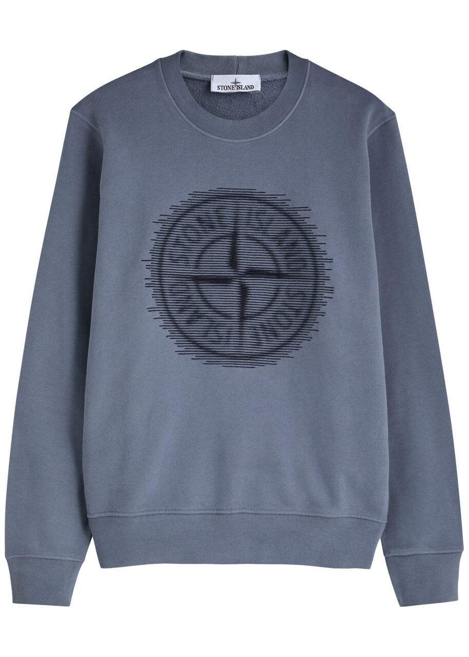 Stone Island Logo-embroidered Cotton Sweatshirt Mid Blu Stone Island