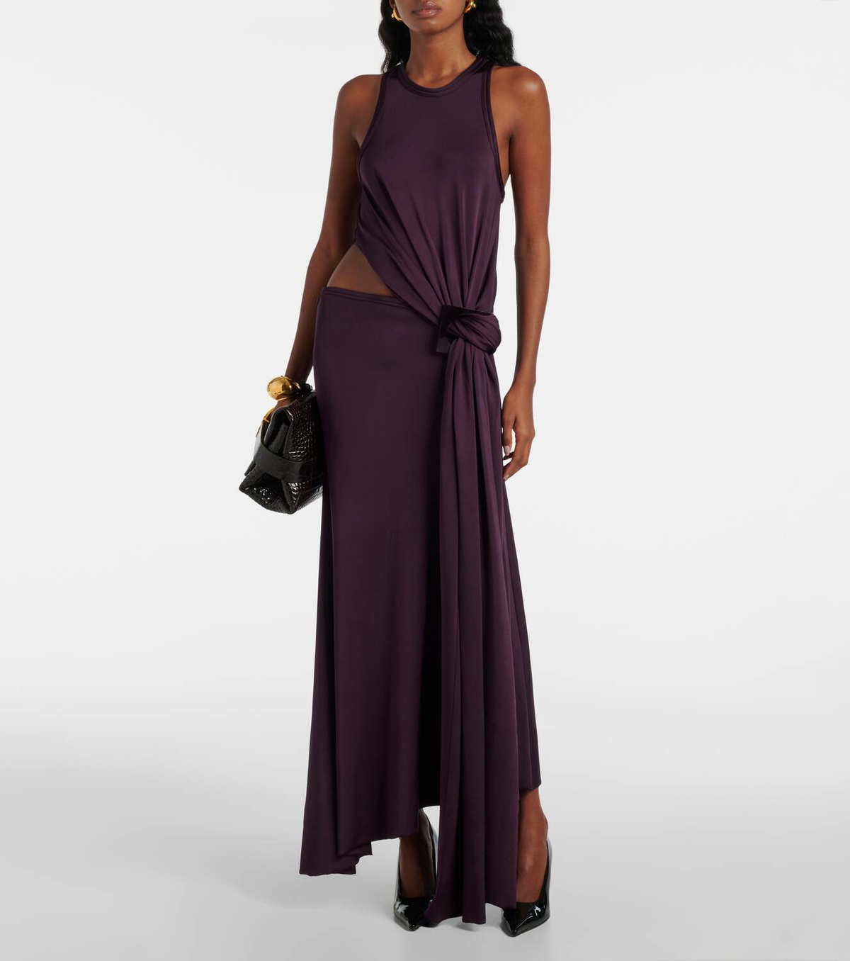 Victoria Beckham Cutout draped jersey midi dress Victoria Beckham